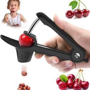 Cherry Pitter Tool, Olive Pitter Tool, Cherry Pitter Remover, Cherry Core Remover Tool with Space-Saving Lock Design, Pit Remover for Cherries (Black)