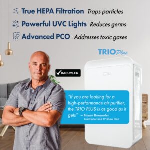 TRIO PLUS 5-Stage HEPA Air Purifier with UVC, PCO, Carbon, Air Quality Sensor, & Auto Function – Covers Up to 3,300 Sq. Ft.