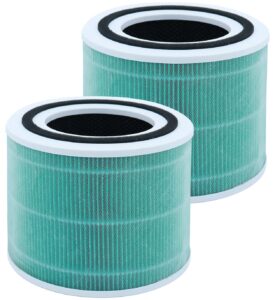 laukowind for levoit core 300 and core 300s filte replacement high-efficiency activated carbon air purifier, true filter 3-in-1 care pet compared core 300-rf filtes vortexair green 2pack