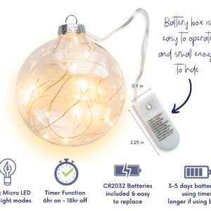 10th Wedding Anniversary Lighted Christmas Ornament with Timer, 10 Years as Mr & Mrs, Gift for Married Couple, Transparent Disc-Shaped with LED Fairy Lights, Battery Operated (10th Anniversary)