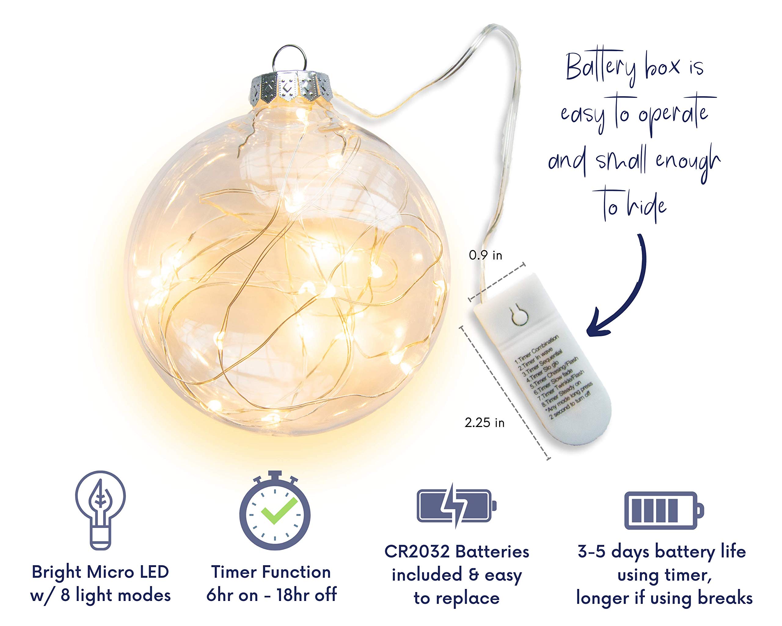 10th Wedding Anniversary Lighted Christmas Ornament with Timer, 10 Years as Mr & Mrs, Gift for Married Couple, Transparent Disc-Shaped with LED Fairy Lights, Battery Operated (10th Anniversary)