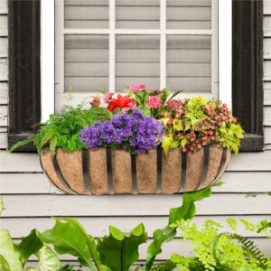 Sekcen Railing Planter Window Box Deck Balcony Rail Planter 24 Inch for Porch Fence Patio Outdoor 4 Pack