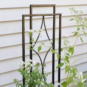 Sunnydaze 2-Piece Chic Diamonds Design Garden Trellis for Climbing Plants Set - Metal Decorative Outdoor Plant and Flower Trellis - 48-Inch Tall Each - Black