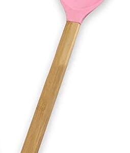 Generic Heart shaped silicone spatula – baking,stirring,pastry,kitchen utensil spoon – bamboo handle - meaningful kitchen gift idea – housewarming,mother’s day,wedding,engagement,Pink,2.8x13.4