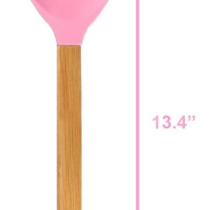 Generic Heart shaped silicone spatula – baking,stirring,pastry,kitchen utensil spoon – bamboo handle - meaningful kitchen gift idea – housewarming,mother’s day,wedding,engagement,Pink,2.8x13.4