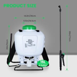 4-Gallon Backpack Sprayer with Padded Shoulder Strap for Pests & Weeds, Watering Garden, and Spraying Plants, in Translucent White by RealWork