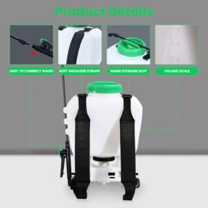 4-Gallon Backpack Sprayer with Padded Shoulder Strap for Pests & Weeds, Watering Garden, and Spraying Plants, in Translucent White by RealWork