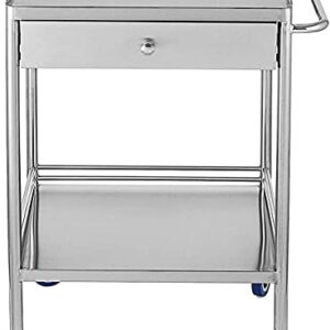 TFCFL 2-Layer Lab Cart, Stainless Steel, 20.9" x 16.5" x 34", 28kg, 4 Lockable Wheels, Omnidirectional, Wide Applications