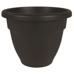 the hc companies 8 inch caribbean planter - lightweight indoor outdoor plastic plant pot for herbs and flowers, black