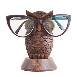 eximious india wooden owl glasses holder night stand reading eyeglass retainer gifts for women men him her mom dad car spwal03