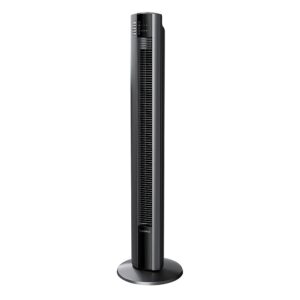 lasko 48 inch slim home office quiet 3 speed oscillating tower fan with nighttime setting, remote control, 7 hour timer, and auto shut off, black