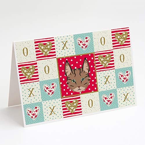 Caroline's Treasures CK5149GCA7P Pixie Bob Cat Love Greeting Cards and Envelopes Pack of 8, Red Blank Cards with Envelopes Whimsical A7 Size 5x7 Blank Note Cards