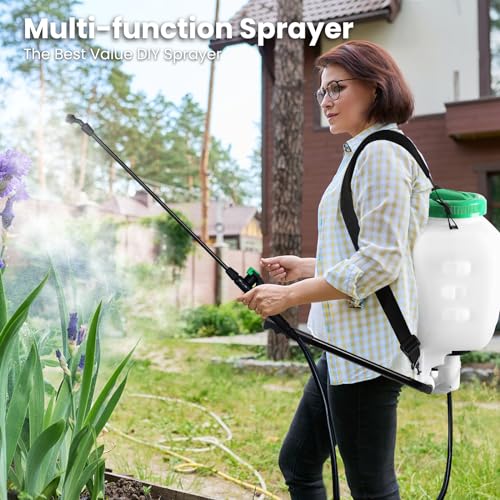 4-Gallon Backpack Sprayer with Padded Shoulder Strap for Pests & Weeds, Watering Garden, and Spraying Plants, in Translucent White by RealWork