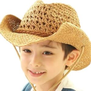 straw cowboy sun hat for women/kid shapeable western style country upf 50+ cap