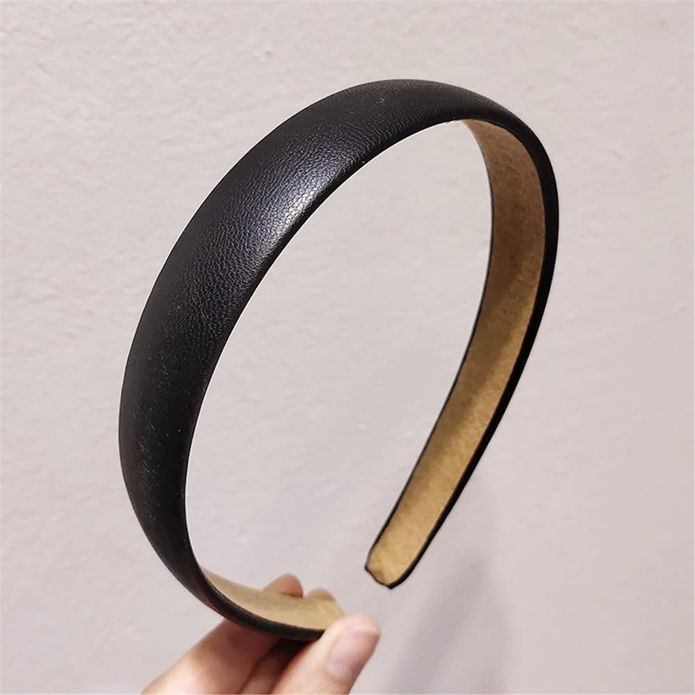 4 Pack Leather Headband Non-slip Fashion Wide Headband for Women Simple Headband Hairbands Hair Hoop Solid Color Soft PU Head Bands for Women Girls