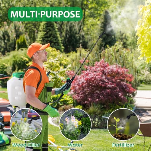 4-Gallon Backpack Sprayer with Padded Shoulder Strap for Pests & Weeds, Watering Garden, and Spraying Plants, in Translucent White by RealWork