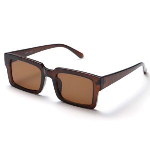 tianyesy minimalist classic design fashion uv400 sunglasses square sun glasses unisex ty2984 (brown)