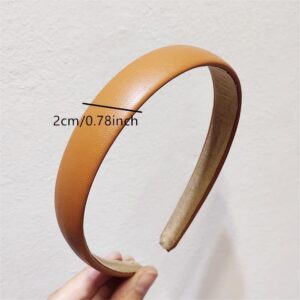 4 Pack Leather Headband Non-slip Fashion Wide Headband for Women Simple Headband Hairbands Hair Hoop Solid Color Soft PU Head Bands for Women Girls