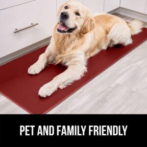 Gorilla Grip Set of 2 Anti Fatigue Cushioned Waterproof, Stain and Scratch Resistant Kitchen Floor Mats, Ergonomic Standing Office Desk Mat, Supportive Padded Memory Foam Rugs, 17x24 + 17x48, Red