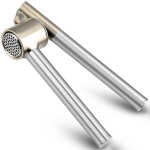 garlic press, 304 stainless steel garlic mincer & crusher, heavy duty, easy squeeze, rust proof, easy clean