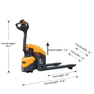 APOLLO Full Electric Pallet Jack Truck Heavy Duty Lithium Battery Mini Walkie Pallet Truck for Narrow Scene 3300lbs Capacity 48" x 27" Forks