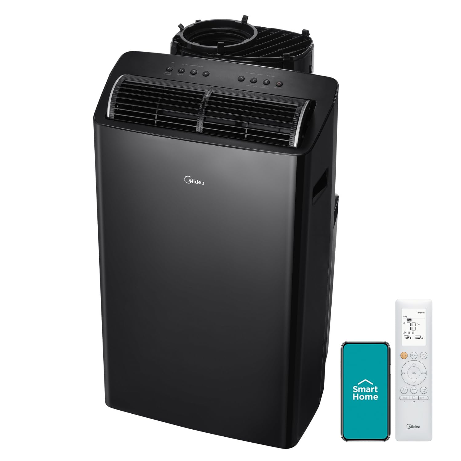 Midea Duo 14,000 BTU (12,000 BTU SACC) High Efficiency Inverter, Ultra Quiet Portable Air Conditioner, Cools up to 550 Sq. Ft., Works with Alexa/Google Assistant, Includes Remote Control & Window Kit