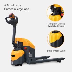 APOLLO Full Electric Pallet Jack Truck Heavy Duty Lithium Battery Mini Walkie Pallet Truck for Narrow Scene 3300lbs Capacity 48" x 27" Forks