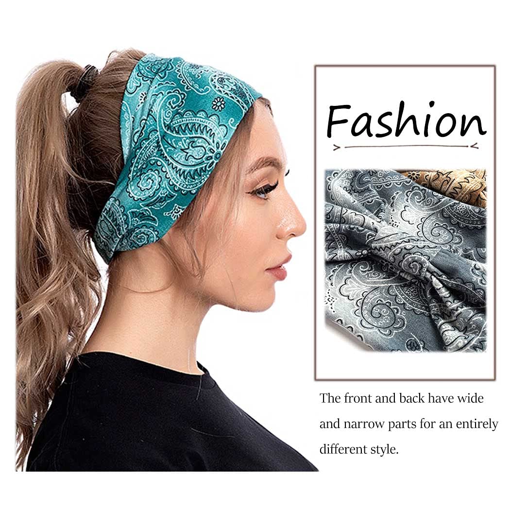 Aceorna Boho Bandeau Headbands Wide Knot Hair Band Stretch Turban Head Wraps Fashion Hair Accessories for Women 3 Pcs (Popular)