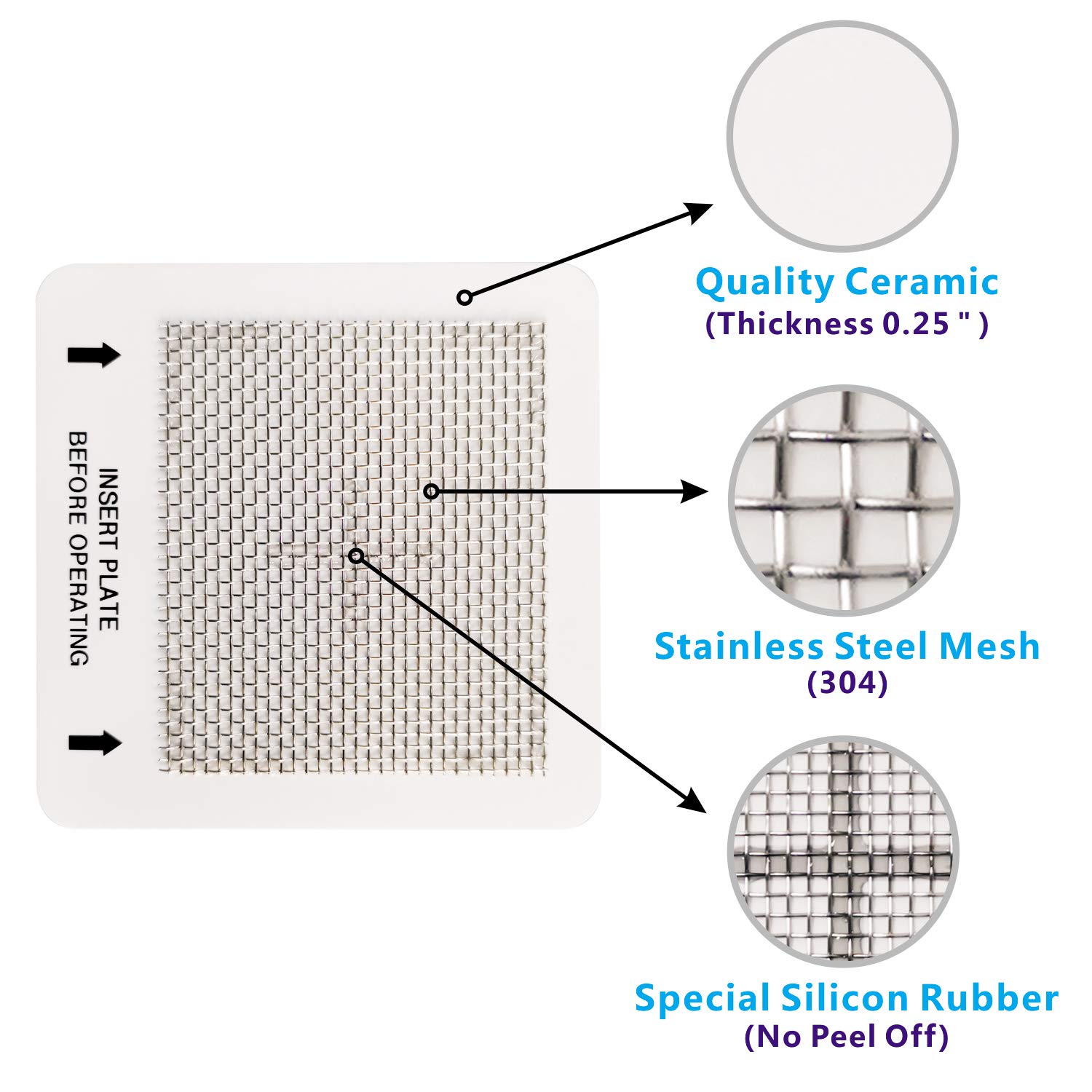 LUFUTATECH Universal Ceramic Ozone Plates for Generic Ozone Generators Washable Purification Air Purifier, 4.5" x 4.5" Inches Replacement Ozone Plates (2Pack)