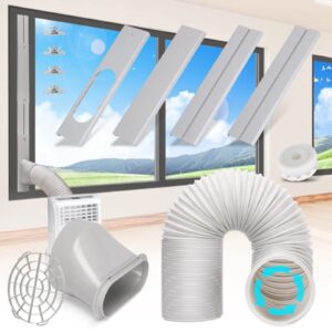 kerykwan portable air conditioner window vent kit with 5.9” exhaust hose adjustable portable ac window kit for ducting universal portable ac seal panel for horizontal&vertical window