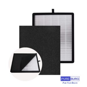 PUREBURG Replacement Filter Set Compatible with Zigma Aerio-300 Air Purifier, H13 HEPA + Activated Carbon Pre-Filter x 2 Air Clean Dust VOCs