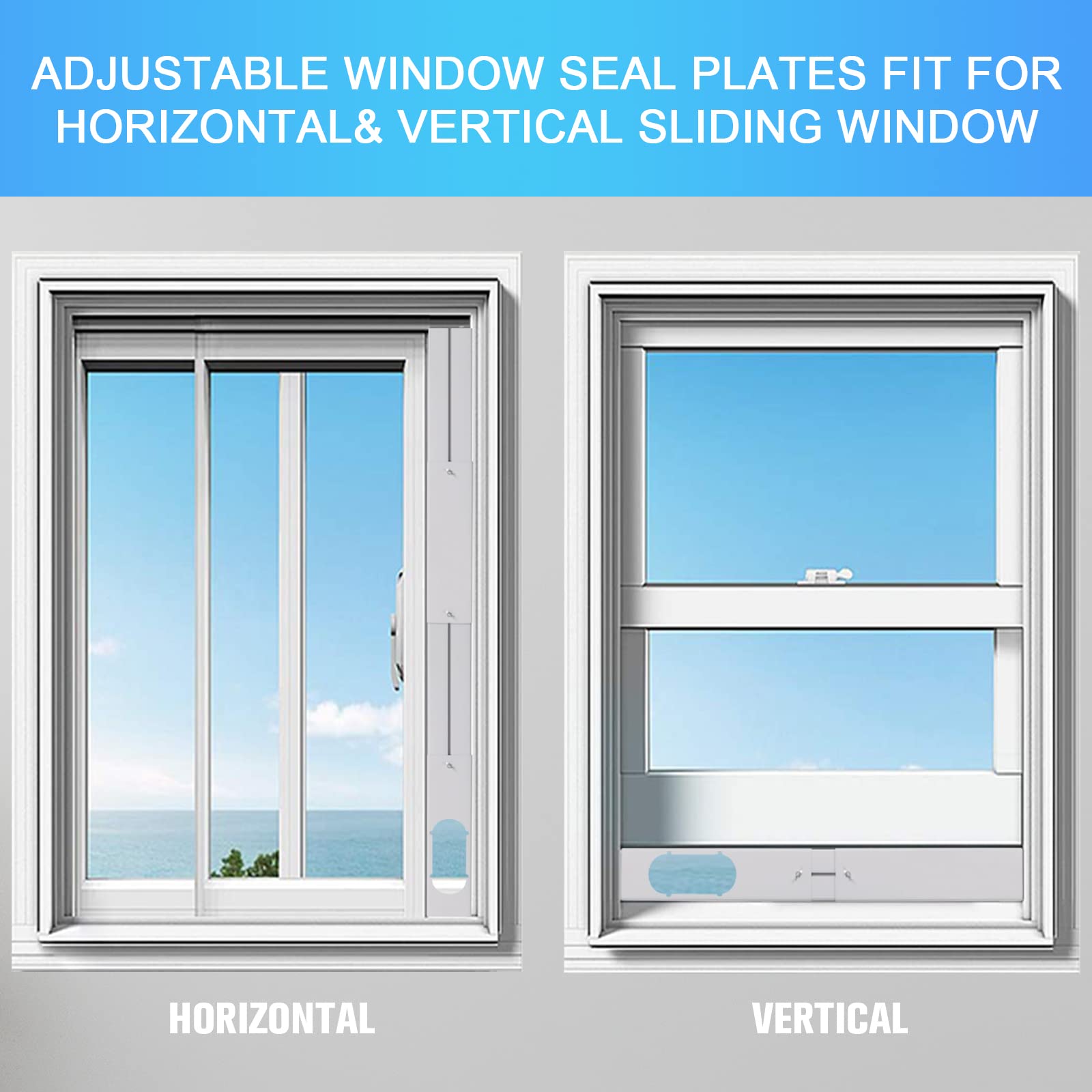 Kerykwan Portable Air Conditioner Window Vent Kit with 5.9” Exhaust Hose Adjustable Portable AC Window Kit for Ducting Universal Portable AC Seal Panel for Horizontal&Vertical Window