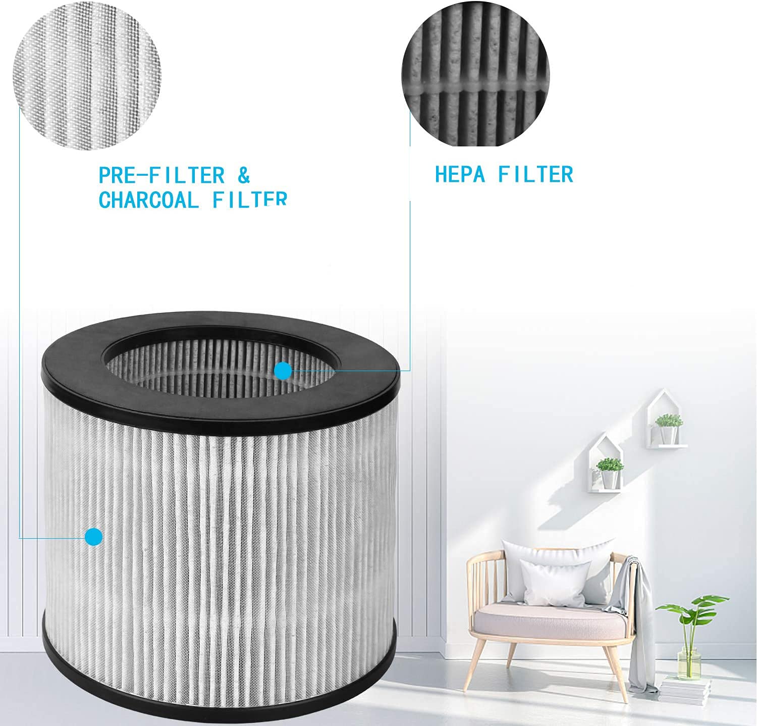 KEYJINIU 2 PACK 2801 Replacement Filter Compatible with Bissell 2801, 2780, 2780A, 2780B, 2780P, 27809 Hight Efficiency and Carbon Filter MyAir Personal 2801 Filter