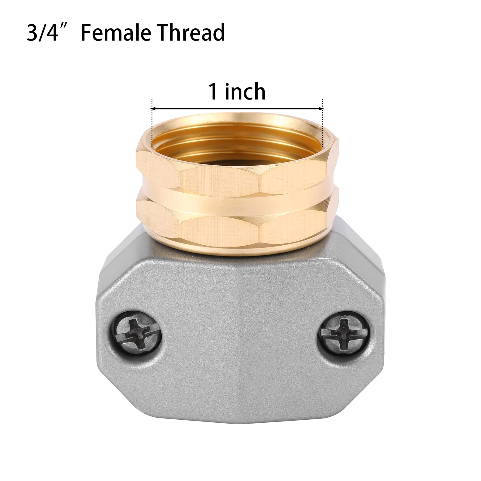 Zinc and Aluminum Female Coupling, Fits All 5/8-Inch and 3/4-Inch Garden Hose Repair Fitting, 2 Pack