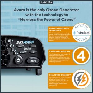 DRIWASH PULSE Home Ozone Generator with Patented PulseTECH™ Technology - Deodorize, Sanitize, and Purify Your Indoor Spaces!