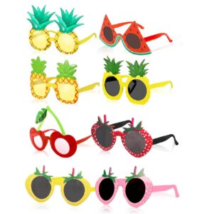 hipihom 8pcs fruit eyeglasses luau party sunglasses funny sunglasses dress props for hawaiian beach luau theme party supplies