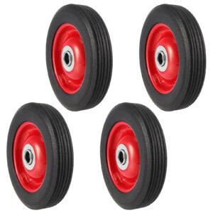 sheutsan 4 packs 6 x 1.2 inch solid rubber wheels, hand truck replacement tire with ball bearing, 1.25 inches offset hub and 5/8 inch axle diameter, 350 lbs load capacity