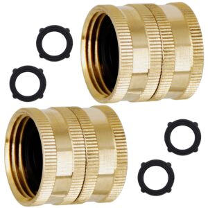 lifynste 2 pack 3/4" heavy duty brass garden hose adapter with dual swivel for male hose to male hose, double female