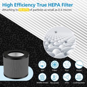 TT-AP006 Replacement Filter Compatible with TaoTronics TT-AP006, 3-in-1 H13 True HEPA Filter and High-Efficiency Activated Carbon Filter, 2-Pack TT-AP006 Filters