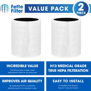 Fette Filter - 311 Air Purifier Replacement Filters, Compatible with Blueair Pure 311 High-efficiency 2-in-1 Filtration Systems, Particle Filter + Carbon Filter (Pack of 2)