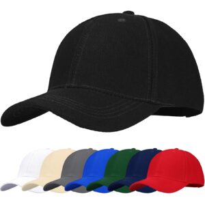 geyoga 8 pieces baseball cap adjustable size plain sports hat dad hat adjustable hat for men women running workouts and outdoor activities, 8 colors