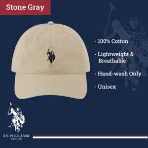 U.S. POLO ASSN. Small Pony Logo Baseball Hat, Washed Twill Cotton Adjustable Cap Stone