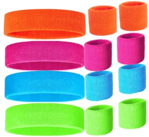 80s sweatband, sports headband and wristbands, sweat bands 80s neon colors, 80s party, sweatbands for women, colorful sweatband set