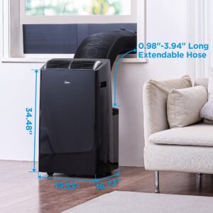 Midea Duo 14,000 BTU (12,000 BTU SACC) High Efficiency Inverter, Ultra Quiet Portable Air Conditioner, Cools up to 550 Sq. Ft., Works with Alexa/Google Assistant, Includes Remote Control & Window Kit