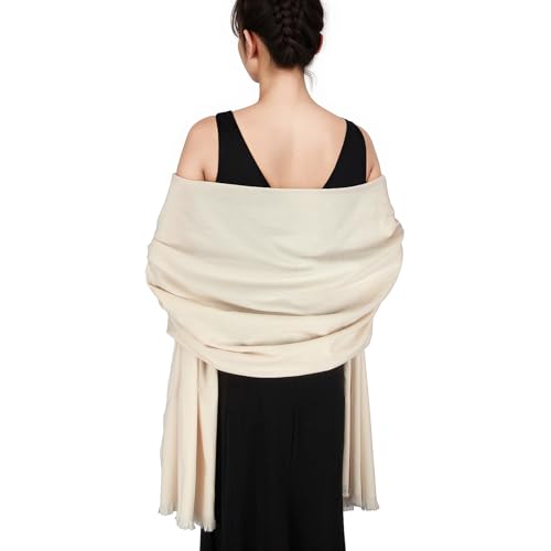 SWAT PANY Pashmina shawls and wraps for Evening Dresses Cream Scarf for Women Winter Shawl Wraps for Women Weedings