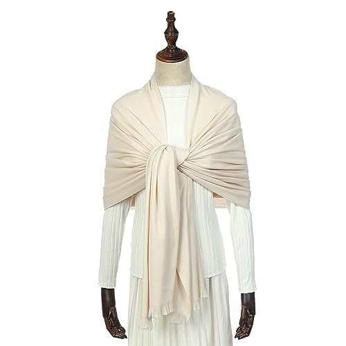 SWAT PANY Pashmina shawls and wraps for Evening Dresses Cream Scarf for Women Winter Shawl Wraps for Women Weedings