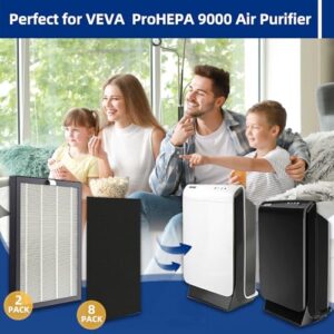 ProHEPA 9000 Replacement Filters Compatible with VEVA ProHEPA 9000 Air Purifier - 2 Premium H13 True HEPA Filters + 8 Activated Carbon Pre-Filters