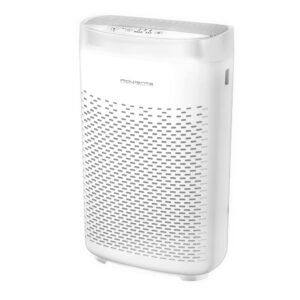 rowenta pure air essential home air purifier with hepa & carbon filtration removes 99.98% with 3-level filtration, cadr 128 sq/ft, white