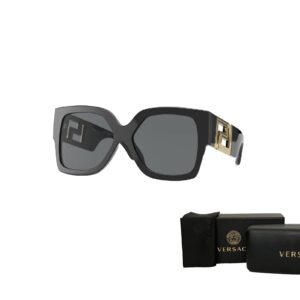 Versace VE4402 GB1/87 59MM Black/Dark Grey Rectangular Sunglasses for Women + BUNDLE with Designer iWear Eyewear Kit