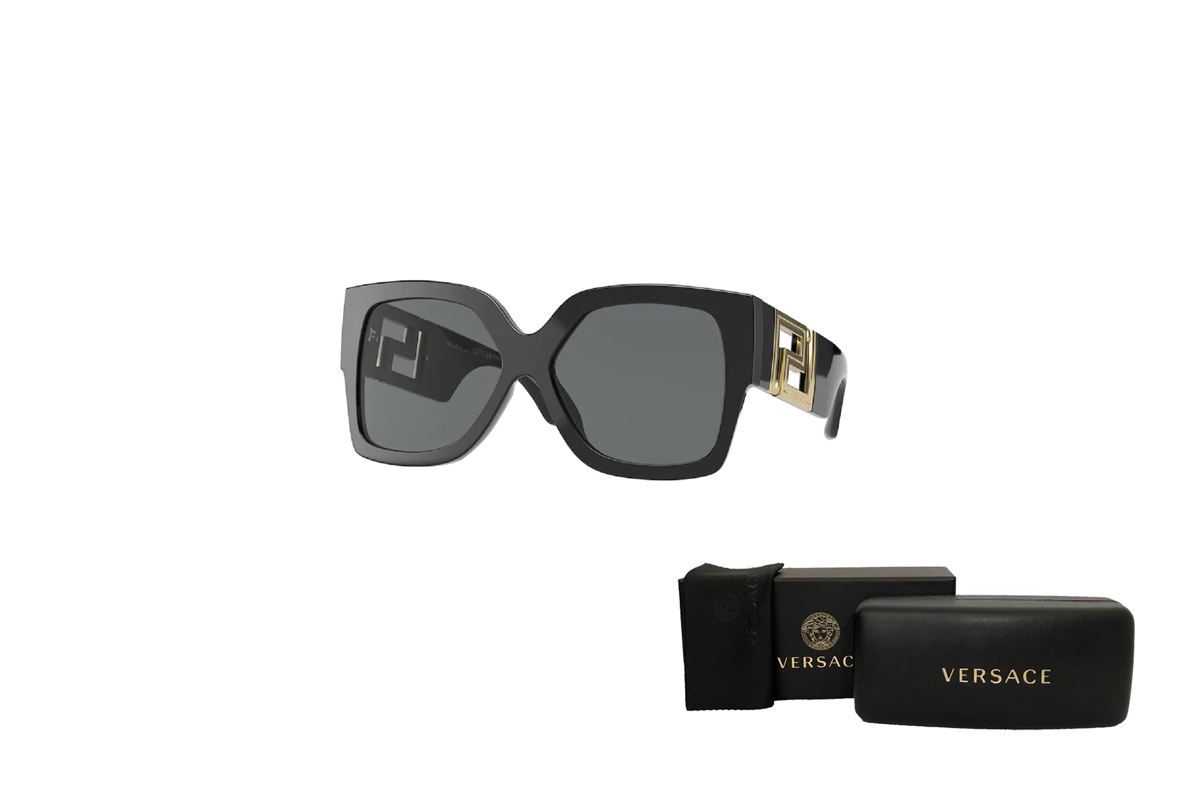 Versace VE4402 GB1/87 59MM Black/Dark Grey Rectangular Sunglasses for Women + BUNDLE with Designer iWear Eyewear Kit